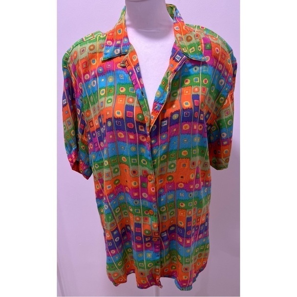 Delores Bell | Tops | Vintage Delores Bell Multicolored Blouse | Poshmark
